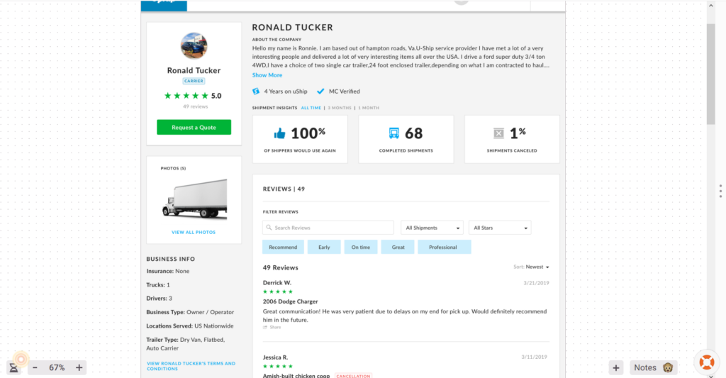Carrier Profile Page Improvements Help Customers Book Faster