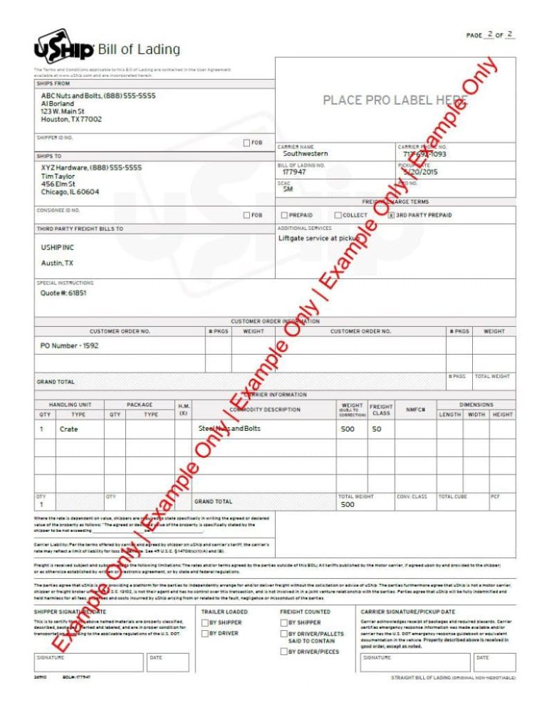 Bill of Lading (BOL) Definition Explained | uShip